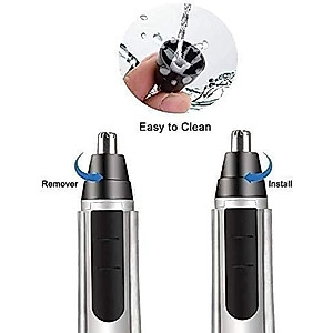 QINERSAW Portable Nose Ear Trimmer, Painless Hair Remover Shaver for Face, Electric Razor for Women and Men, Battery-Operated (Silver)