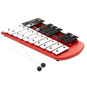 Basic Beat BB117A 17-Note Chromatic Glockenspiel for Kids - Durable with Piano-Key Coloring, Safety-Designed Bars, Sturdy Wooden Frame, and 2 Mallets Included