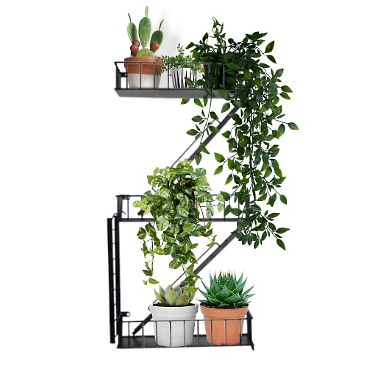 VERSATILE KAS 3-Tier Fire Escape Shelf New York Decorative Floating Hang Wall Shelves for Action Figures Planter