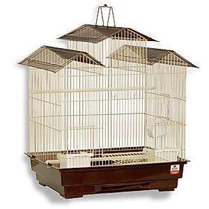 Blue Ribbon Three Peak Style Roof Bird Cage, 14-Inch by 18-Inch by 21-1/2-Inch, River Rock/Ebony Brown