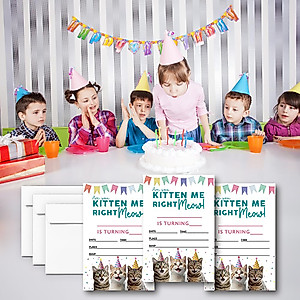 LoaHak Kitten Me Right Meow Birthday Party Invitations Card, Kitty Cat Party, Kitty Cat Birthday Invitation. (093)