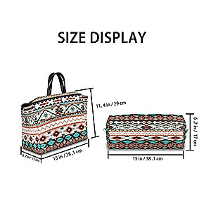 Aztec Print Diaper Bag Tote with Stroller Straps, Ethnic Chevron Large Capacity Baby Stroller Organizer Bag, Multi-Function Nappy Bag Travel Handbag