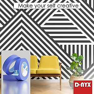 Professional Painters Tape 1inch x 60 Yards | Sharp Edge Line Technology Residue-Free MultiSurface Painter Tape | Automotive Refinish Paper Masking Paint Rolls for Wall Art Renovation (3 PACK -BLUE)