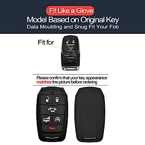 INFIPAR 2pcs Compatible with RAM 1500 6 Buttons Black Key Fob Cover Case Key Chain Protector Keyless Remote fit RAM 1500 Truck Pickup Only for Push Button Start