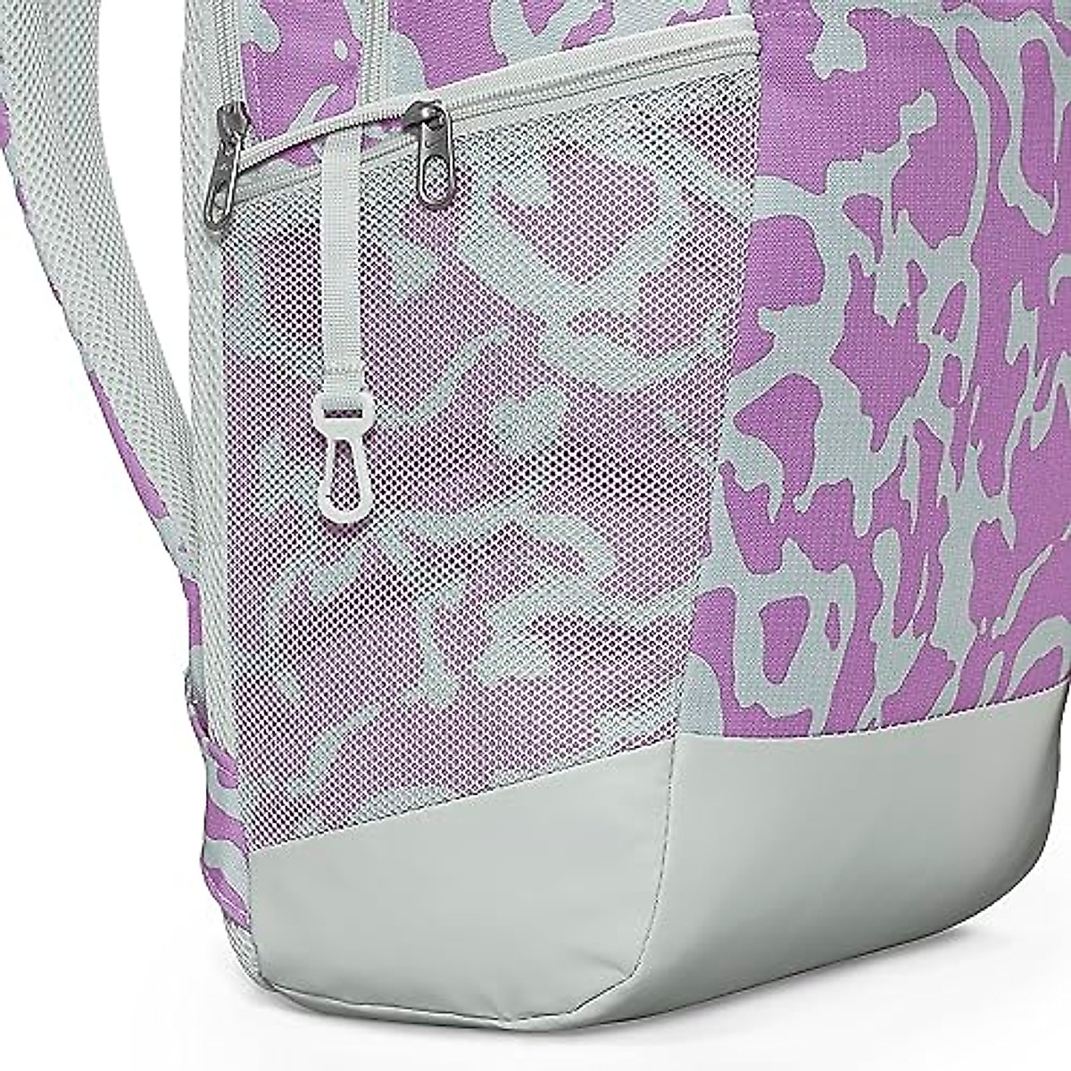 Nike Womens Brasilia Printed Backpack Light Silver/Rush Fuchsia/White