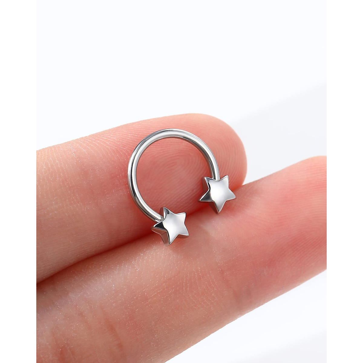 Jewseen 16g Septum Ring Star Septum Jewelry Cartilage Earring Hoop Helix Piercing Jewelry Surgical Steel Tragus Earrings Daith Earrings Nose Ring Hoop for Women and Men