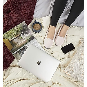 Dearfoams Women's Rebecca Lightweight Cozy Memory Foam Closed Back Slipper with Wide Widths, Dusty Pink Chenille, 9-10