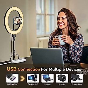 TODI 12" Ring Light with 63" extendable Tripod Stand, Selfie Ring Light with Phone Holder and Wireless Remote, 【2-in-1】 Dimmable LED Ring Light & Selfie Stick for Makeup/Live Stream/Photography