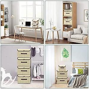 weallbuy Storage Boxes with Lids, 4 Foldable Storage Bins, Organizer Bins Set for Clothes Toys Books Cosmetics Sundries (Moring Glory)