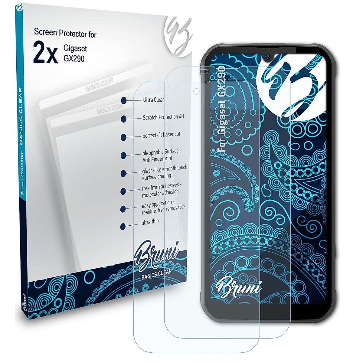 Bruni Screen Protector compatible with Gigaset GX290 Protector Film, crystal clear Protective Film (2X)