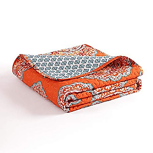 Lush Decor Tangerine Harley Polyester Reversible Throw Blanket, 60" x 50"