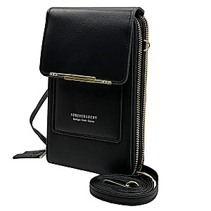 HOPSOOKEN Womens RIFD Small Crossbody Cell phone Purse Wallet Roomy Shoulder Bags (sblack)