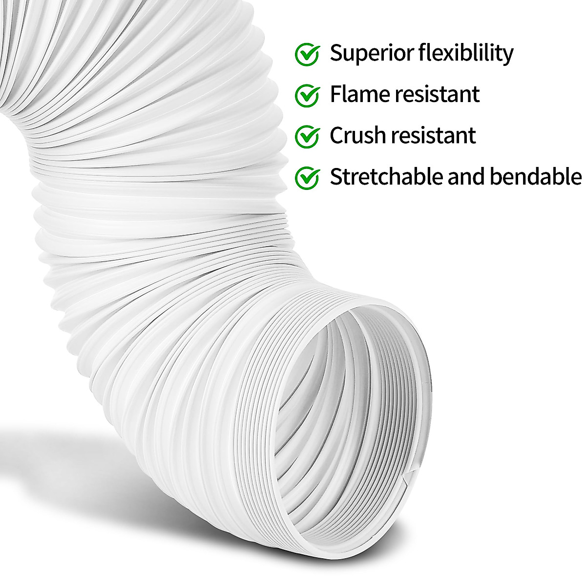 Portable Air Conditioner Exhaust Hose - 5.9 Inch Diameter, 78 Inch Length, Anti-Clockwise Thread