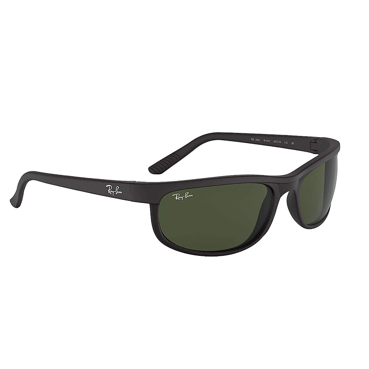 Ray-Ban RB2027 Predator 2 Sunglasses Matte Black w/Crystal Green (W1847) 2027 W1847 62mm Authentic, 62 mm