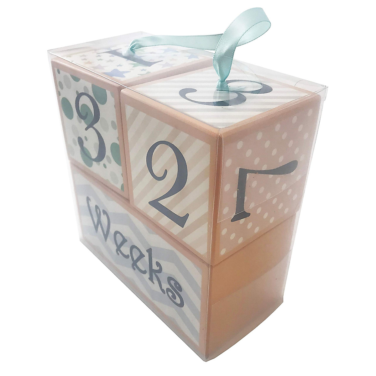 Wood Baby Milestone Age Photo Blocks Set Track Weeks, Months and Years Perfect Baby Shower Present