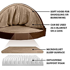Furhaven 26" Round Orthopedic Dog Bed for Medium/Small Dogs w/ Removable Washable Cover, For Dogs Up to 30 lbs - Microvelvet Snuggery - Espresso, 26-inch