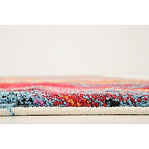 Unique Loom Lyon Collection Modern Abstract Tie-Dye Fireworks Area Rug, 5 x 8 Feet, Multi/Blue