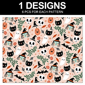 JarThenaAMCS 6 Sheets Halloween Wrapping Paper - Not Roll - Cute Pumpkin Ghost Cat Gift Wrap Paper Folded Flat DIY Craft Paper for Birthday Baby Shower Party Decor, 27.6 x 39.4 Inch