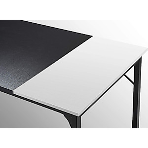 Cubiker Computer Desk 47 Inch Home Office Writing Desk Student Study Desk with Small Table and Storage Bag,Black and White