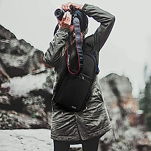 CADeN Camera Bag Sling Backpack for DSLR/SLR Mirrorless Camera Waterproof, Camera Case Compatible for Sony Canon Nikon Camera and Lens Tripod Accessories Black