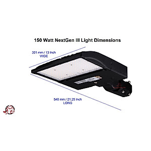 150 Watt LED NextGen III Parking Lot Light - 21,000 Lumen - 5000K - Slip Fit Mount - Without photocell