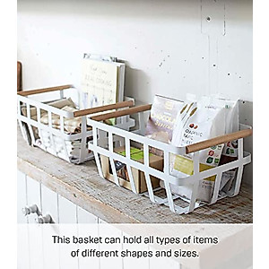 YAMAZAKI home 2507 Storage Basket-Dual Handle Organizer, One Size, White