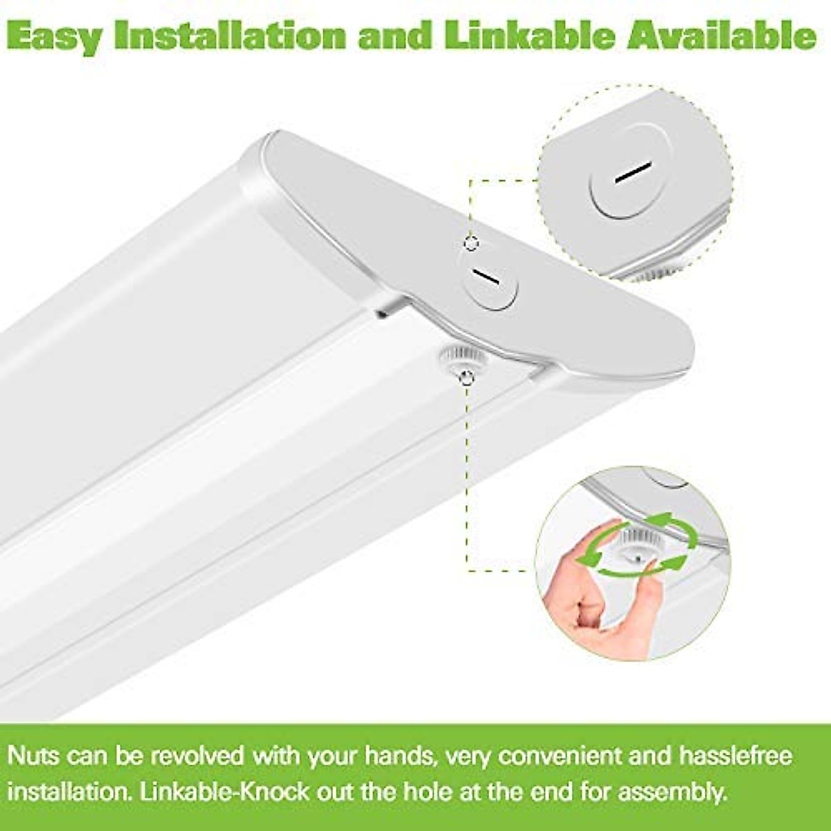 hykolity 110W 8FT LED Shop Lights Ultra Slim LED Wraparound, 12600lm 5000K LED Strip Lights, Flush Mount Warehouse Garage Office Ceiling Light Fixture, 8 Foot Fluorescent Tube Replacement - 4 Pack