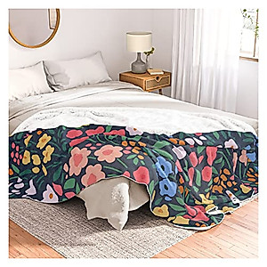 Society6 Vintage Floral Background. Flowers Pattern with Small Colorful Flowers On A Dark Blue Background. by Ann&Pen Throw Blanket - 88" x 104"