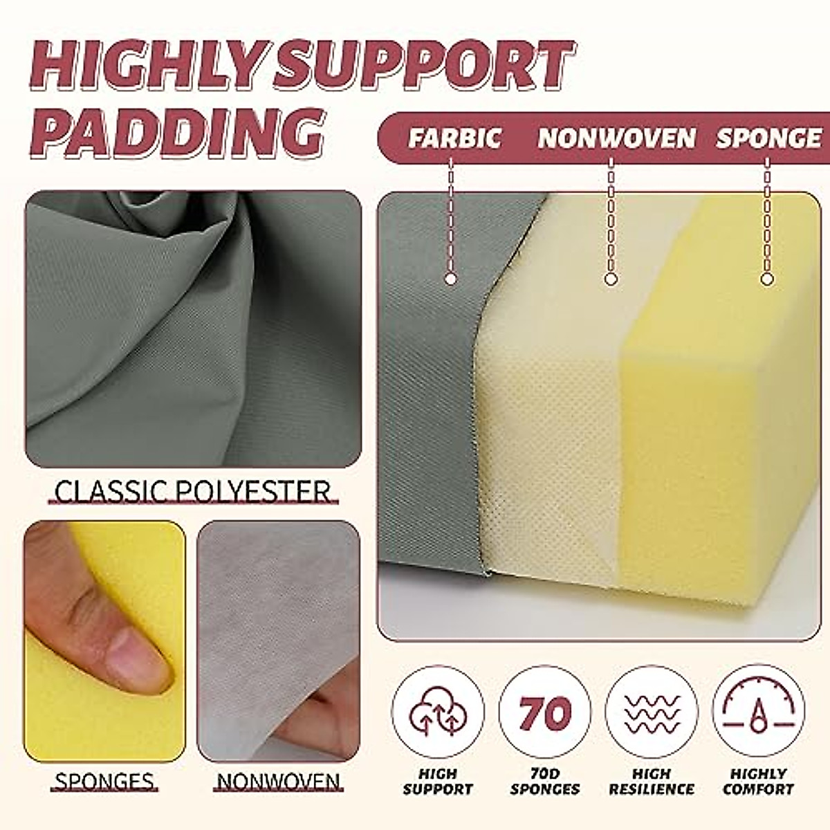 Parkerly Outdoor Patio Chair Cushion 20x20x4 Inch Waterproof Seat Cushions Indoor Double Piping Durable Comfortable Square Dining Chair Pads Gray with Zipper Chair Pad-Set of 2