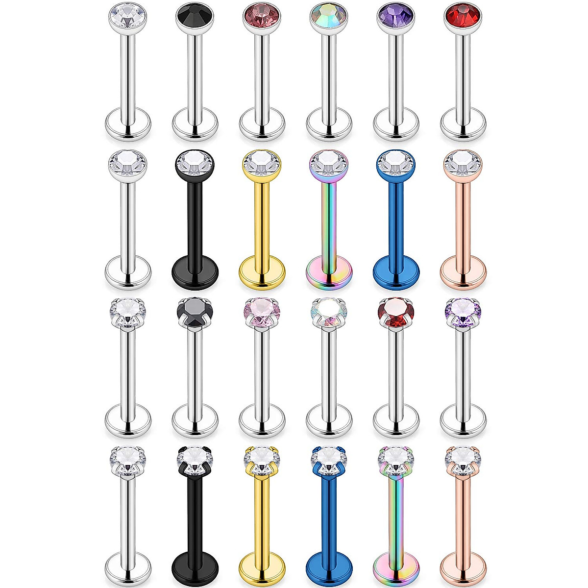 Cisyozi 16G Lip Labret Medusa Ashley Monroe Rings Studs for Women Snake Bite lip Ring 16 Gauge Stainless Surgical Steel Flat Back Tragus Cartilage Helix Conch Earrings Stud Piercing Jewelry Men 10mm