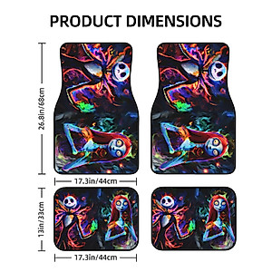 Jack & Sally Floor Mats for Cars, Novelty Car Floor Mats Set of 4 Pieces, Universal Floor Liner Car Accessories Automotive Floor Mats