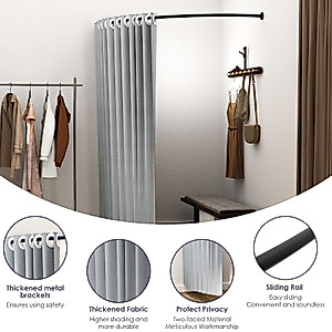AIWFL Clothing Store Fitting Room with Shading Curtain Simple Portable Dressing Room Wall-Mounted Changing Room U Shaped Rod Privacy Screen for Boutique, Office and The Mall