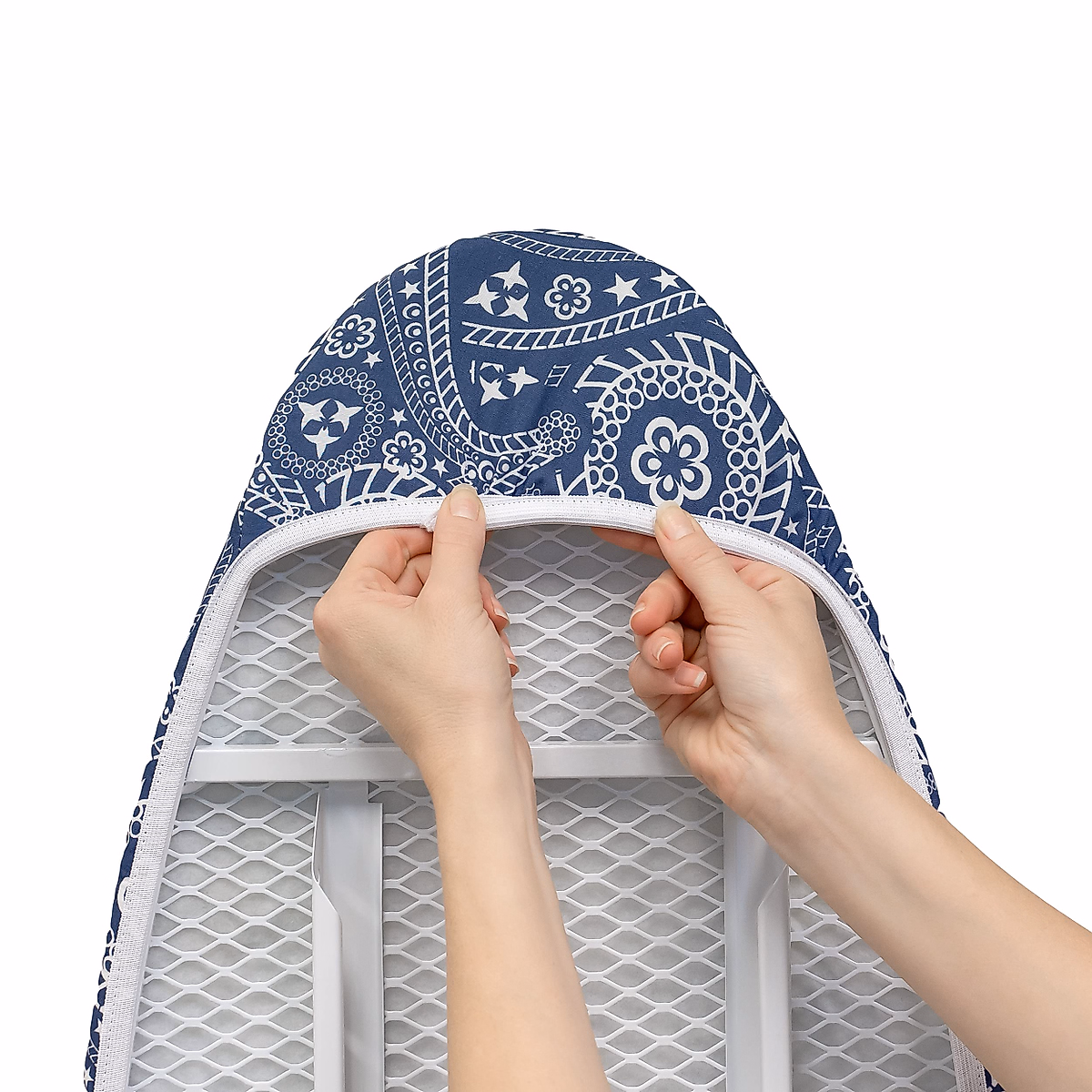 Westex Floral Paisley Heavy Duty Ironing Board Cover and Pad, Thick 3-Layer Stain Resistant Padding, Elasticized Skirt, Click-to-Close Fastener, 15 x 54 Inch (Board NOT Included, Cover ONLY)