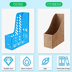 24 Pack Magazine File Holder Desk Organizer Foldable Vertical File Folder for Office Classroom Organization and Storage Desktop Binder Rack for Office Classroom Supplies (Red, Yellow, Blue, Green)