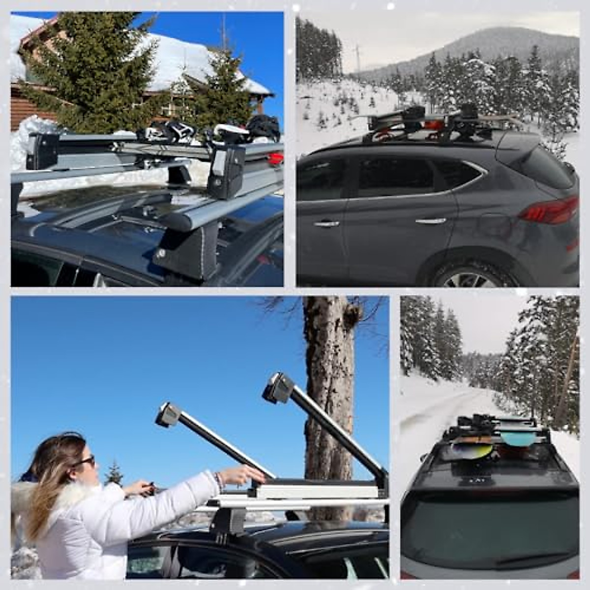 Erkul 25" Ski Rack for Car Roof - Universal Ski & Snowboard Car Racks with Anti-Theft Lock and Extension with Sliding Rail | Carry up to 4 Pairs of Skis or 2 Snowboards