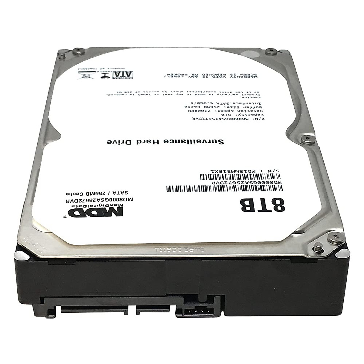 MaxDigitalData 8TB 7200 RPM 256MB Cache SATA 6.0Gb/s 3.5inch Internal Hard Drive for Surveillance (MD8000GSA25672DVR) - 3 Years Warranty (Renewed)
