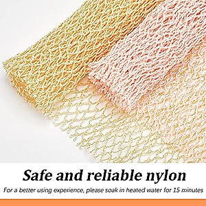 2 Pieces African Net Sponge Exfoliating Net African Body Scrubber Bath Rag Washcloth Towel Shower Body Back Scrubber Skin Smoother for Daily Use or Stocking Stuffer (Peach Pink, Creamy)