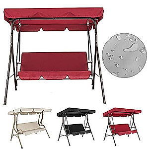 Doro0 Patio Swing Canopy Cover Set - Swing Replacement Top Cover + Swing Cushion Cover for 3 Seater Swing Waterproof Sunproof Cover