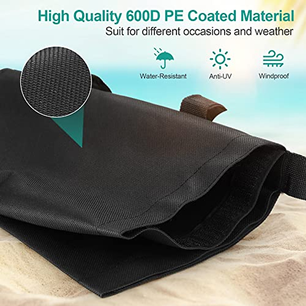 Homdox Canopy Weight Bags, 4-Pack Black Canopy Sandbags Weight Bags, Outdoor Pop Up Canopy Tent Gazebo Weight Sand Bag Kit. Without Sand