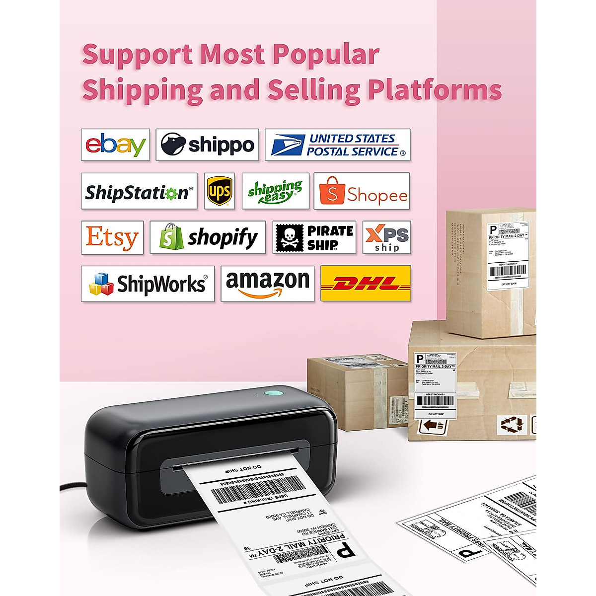 Phomemo Shipping Label Printer, Thermal Printer for Shipping Packages, High Speed 4x6 Label Makers for Small Business, Portable Shipping Supplies Compatible with Amazon, Etsy, Ebay, Shopify, UPS, etc