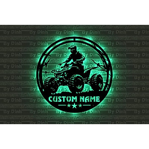 INDOCHI Personalized ATV Quad Metal Sign, Quad Riding Metal Art, 4 Wheeler Metal Sign, Quad Metal Sign