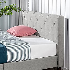 ZINUS Shalini Upholstered Platform Bed Frame / Mattress Foundation / Wood Slat Support / No Box Spring Needed / Easy Assembly, Light Grey, Full