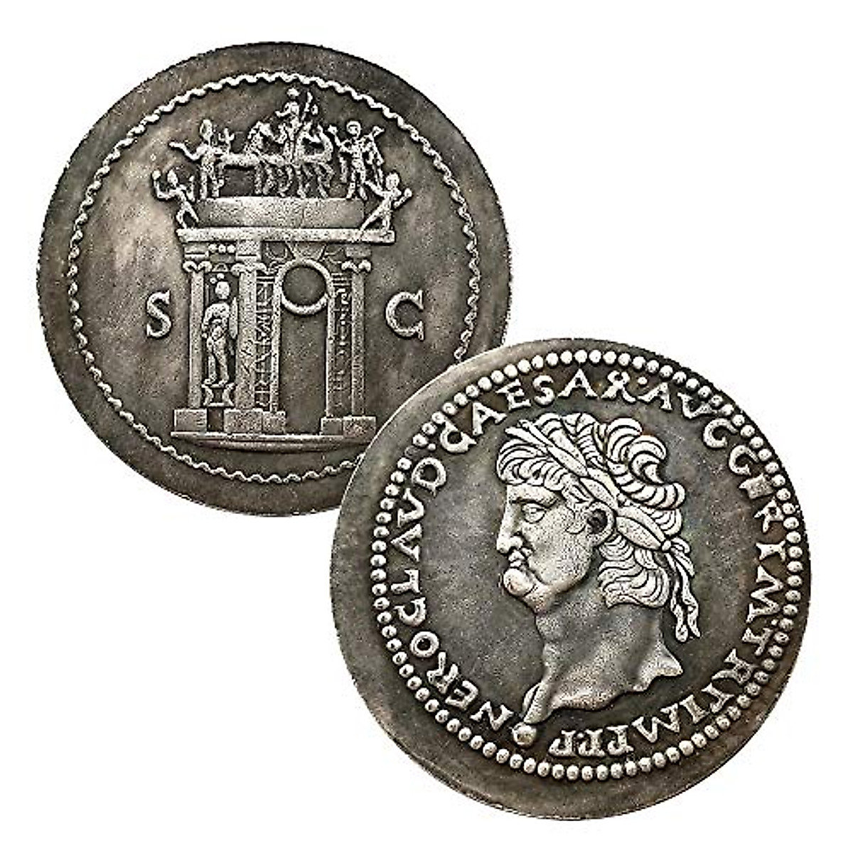 Ancient Roman King Silver Coin Silver Dollar Roman King Nero CLAVDIVS Coin Antique Coin Collection Process Substitutes for Exquisite Handicraft Currencies