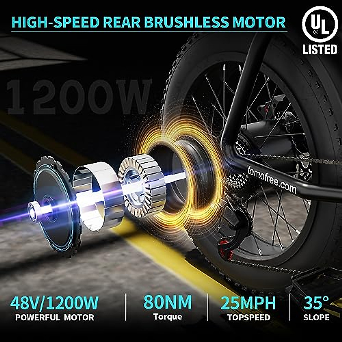 Tomofree Electric Bike for Adults, 1200W Powerful Motor 48V/20Ah,40Miles Long Range, Max Speed 25MPH, Ebike Fat Tire Electric Bicycle, Front Suspension Dual Hydraulic Brakes