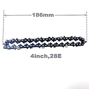 RLECS 4 Inch Mini Chainsaw Chain and Guide Bar Set Chainsaw Accessories 4-Inch Replacement Saw Chain Bar for 4 Inch Mini Cordless Handheld Electric Chainsaw (1 Chain+1 Bar)