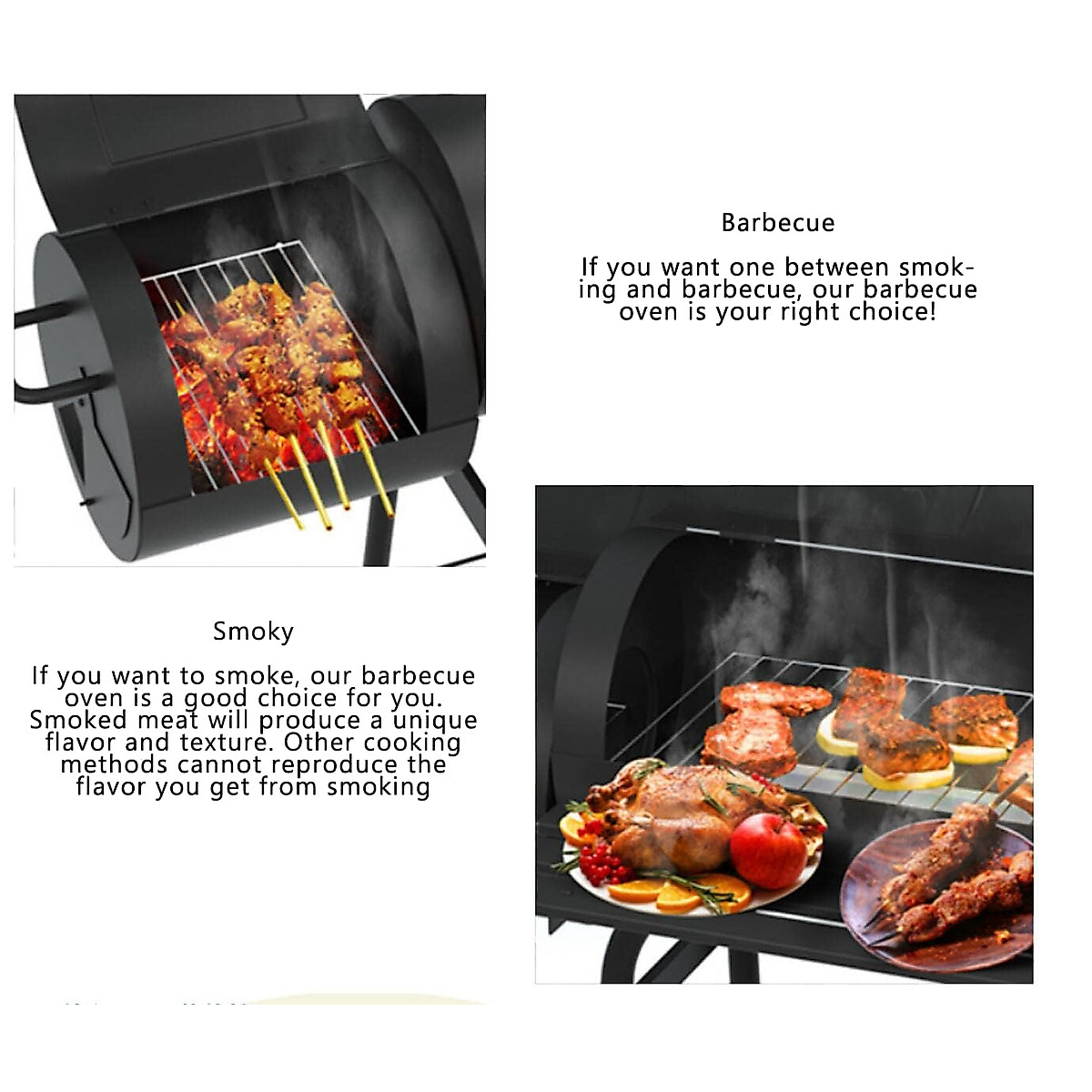 Charcoal grills gas grill weber grill Charcoal Grill Barbecue Oven with Side Fire Box and Offset Smoker, BBQ Outdoor Picnic, Camping, Patio Backyard Cooking