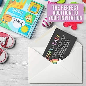 25 Books For Baby Shower Request Cards - Rainbow Baby Shower Invitation Inserts, Book Request Baby Shower Guest Book Alternative, Bring A Book Instead Of A Card, Baby Shower Book Request