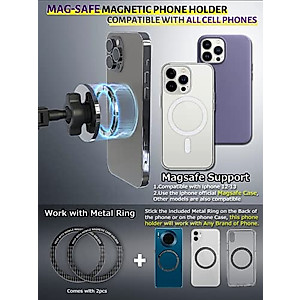 CACENCAN Phone Holder for Bed, Magnetic Phone Stand for Desk, 360° Rotation, MagSafe Cell Phone Stand, Clip Mountable Tablet Stand for Bed, Mic Boom Arm, Compatible with All Phone, Tablets-Space Black