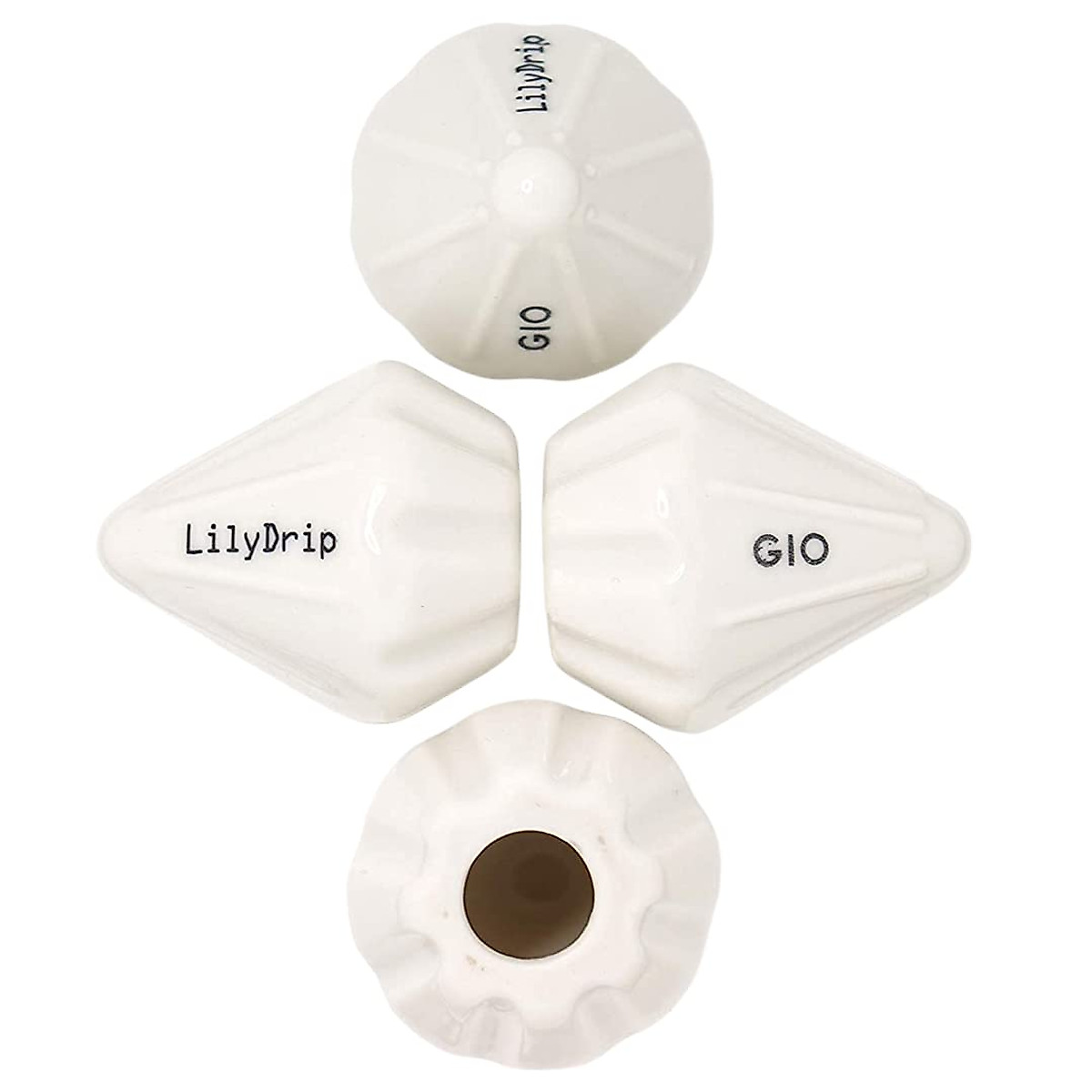 LilyDrip Ceramic Pour Over Coffee Maker Set Makes Coffee Taste Better, Hand Drip Coffee Maker Brews More Evenly with Better Extraction, Coffee Dripper Set Improves Flow Rate, Fits V60, Origami - GIO