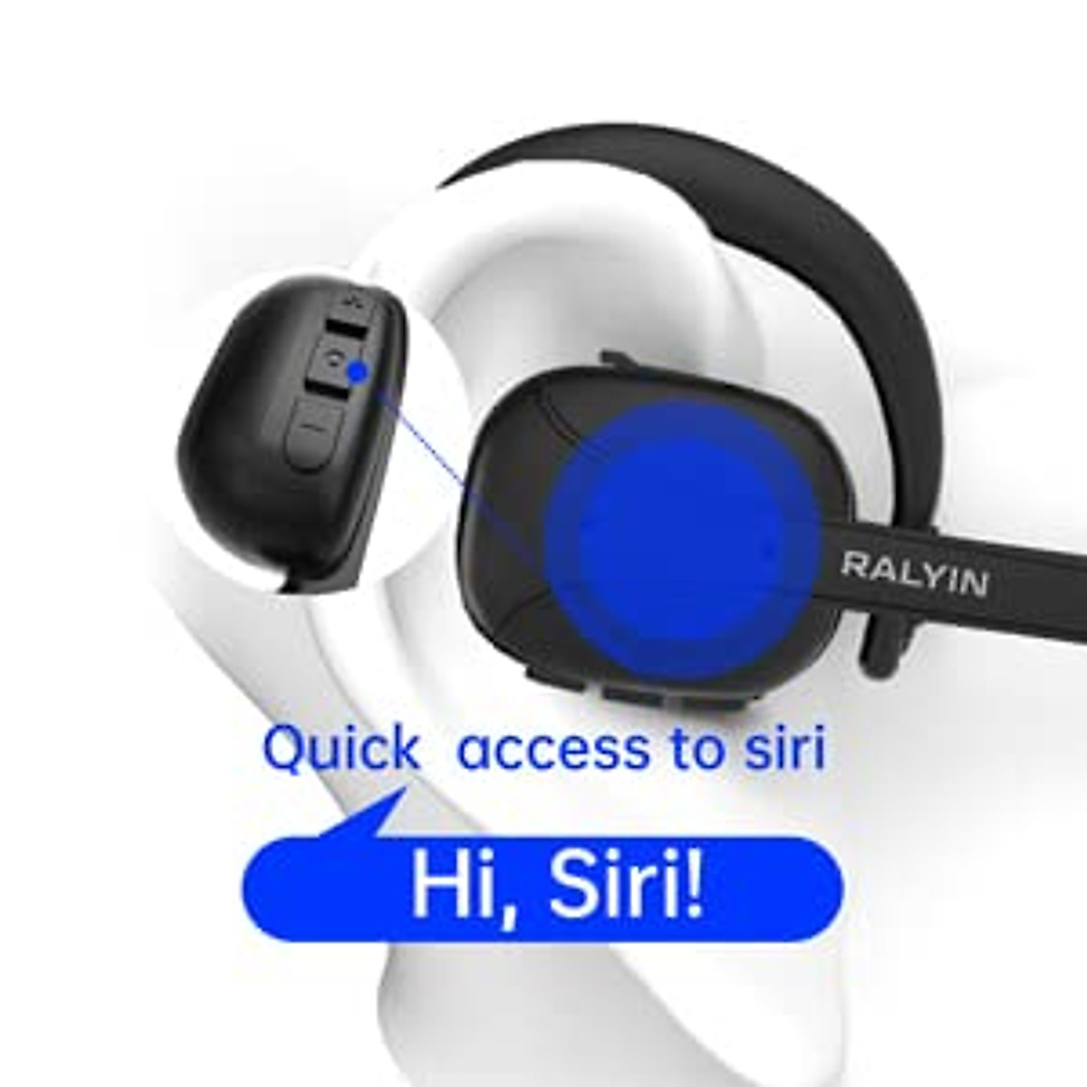 Ralyin Bluetooth Earpiece, Bluetooth Headphones with Daul Mic Noise Cancellation, 24 Hrs Driving Headset 60 Days Standby Time for Running Cycling Workout